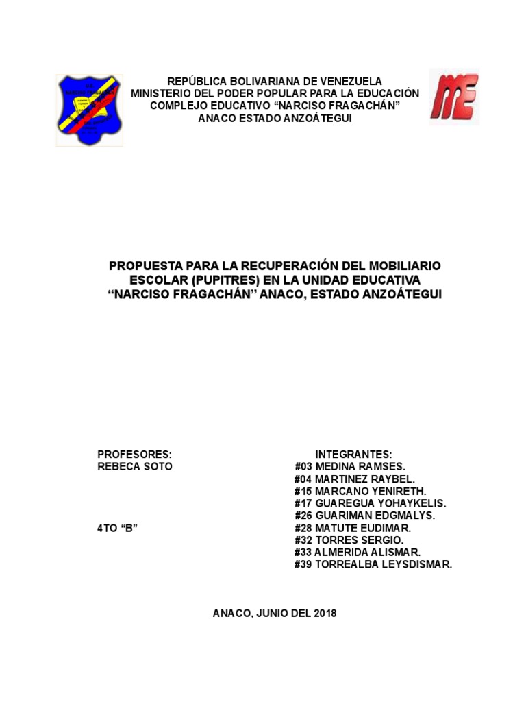 Proyecto Recuperacion de Pupitres Fragachan | PDF | Diseño | Aprendizaje