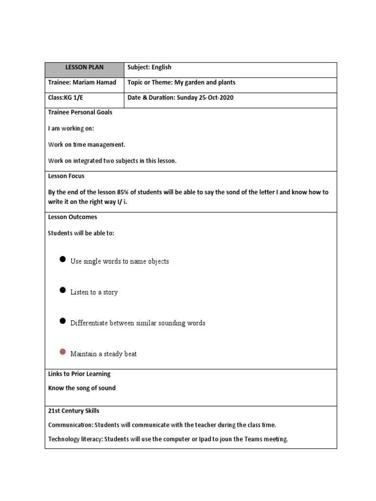 Use Single Words To Name Objects | PDF | Lesson Plan ...