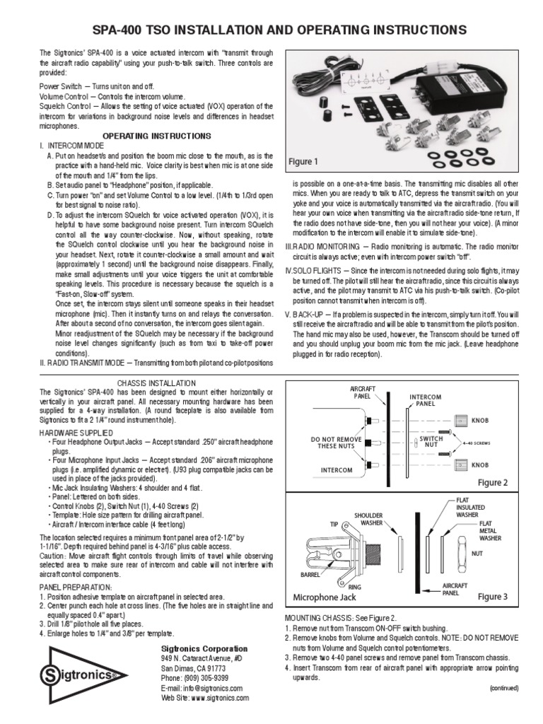 SPA400 Inst. Manual PDF | PDF | Headphones | Microphone
