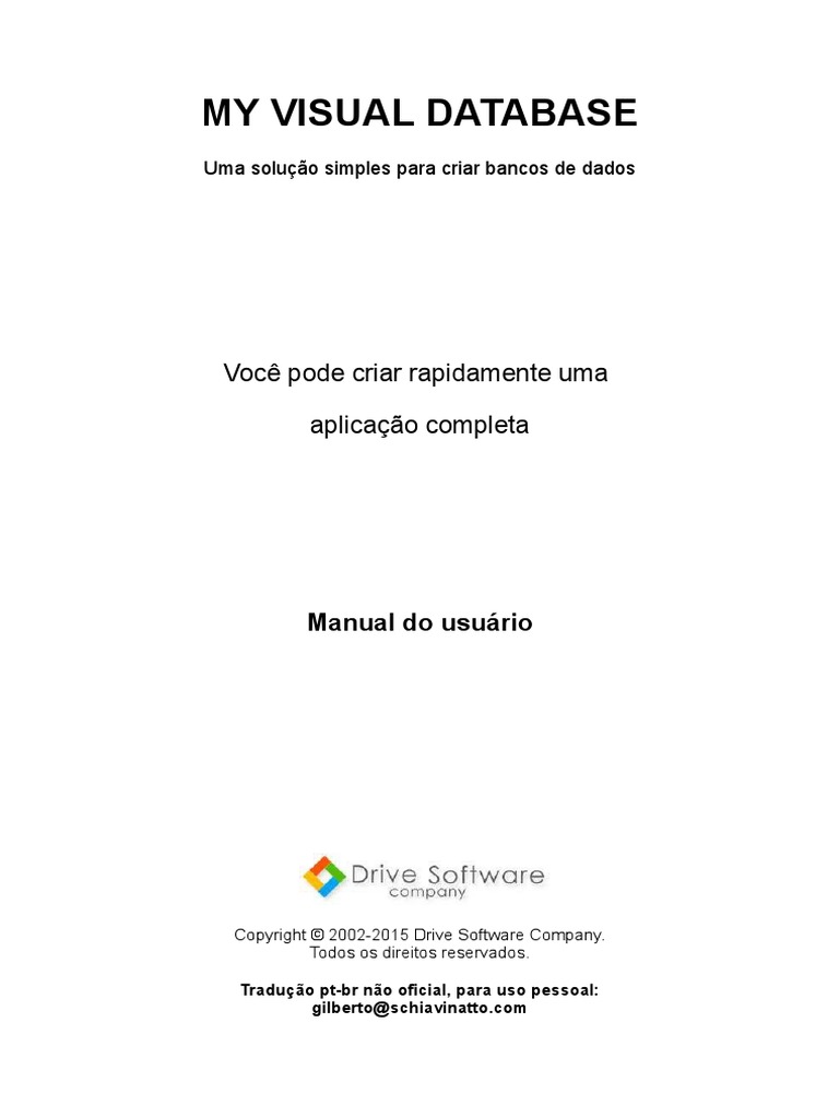 My Visual Database - Manual Do Usuário - PT-BR PDF | PDF | SQL | Dados