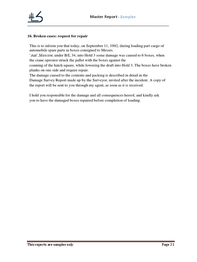 Broken Cases Request For Repair | PDF