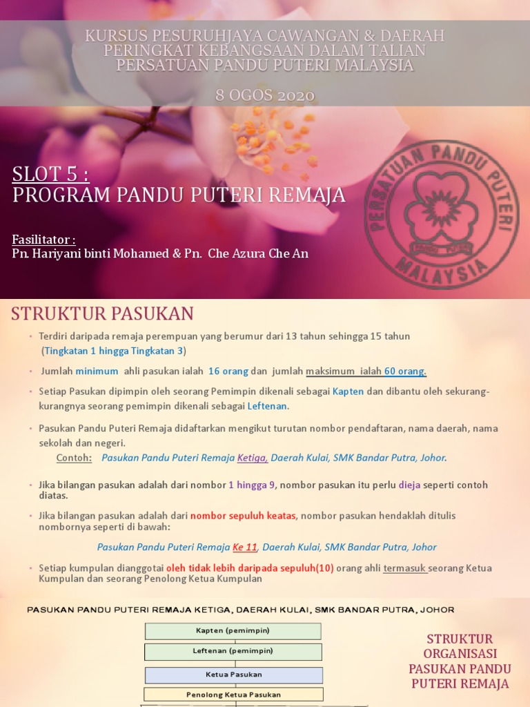 Slot 5 PROGRAM PANDU PUTERI REMAJA HARIYANI DAN CHE AZURA 12 Ogos | PDF