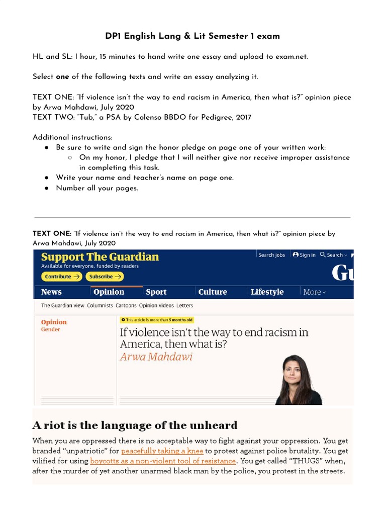 2 DP1 English Lang & Lit Semester 1 Exam FINAL | PDF | Public Sphere ...