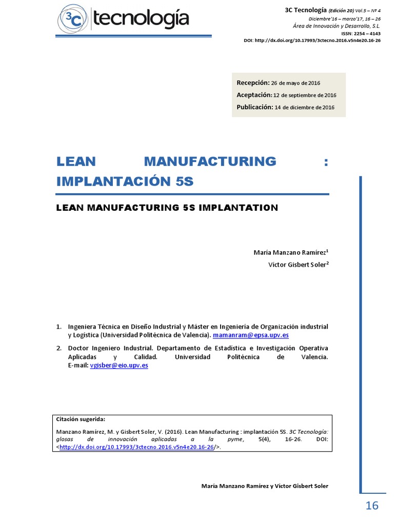 Lean Manufacturing Implantacion de Las 5s PDF | PDF | Lean ...