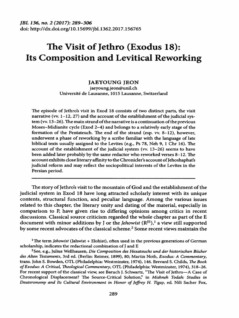 Exodus 18 The Visit of Jethro | PDF | Torah | Moses