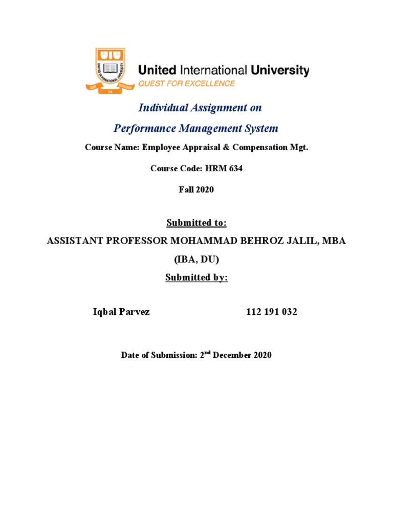 Performance Appraisal Individual Assignment - 112191032 | PDF ...