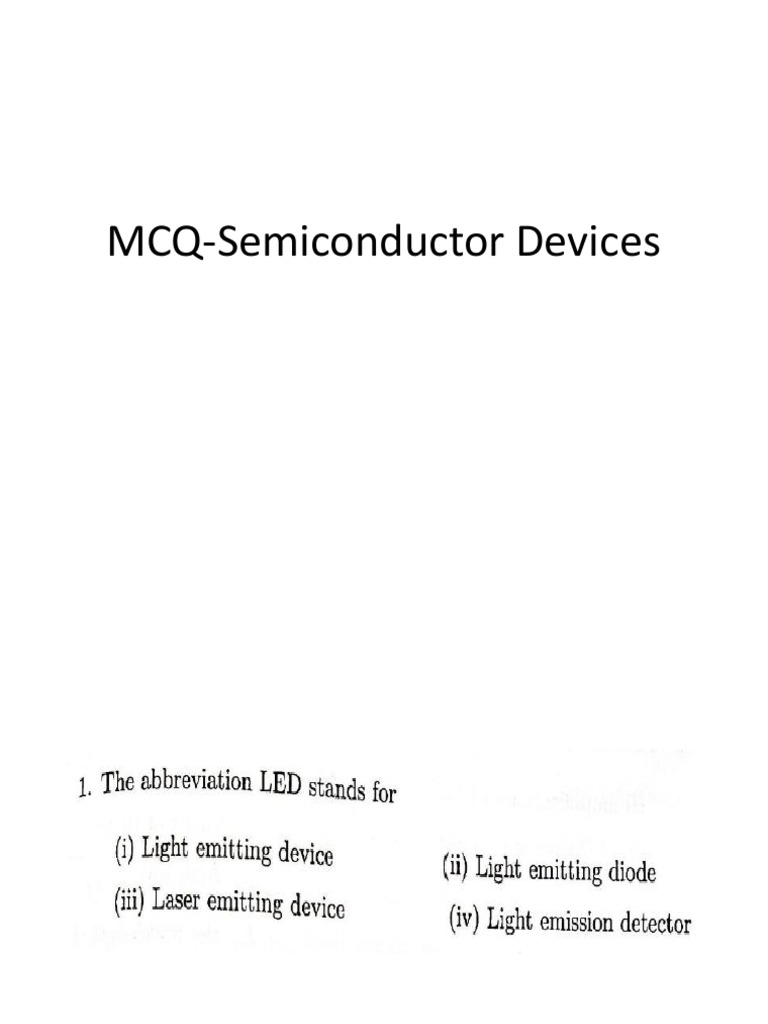 MCQ-Semiconductor Devices | PDF