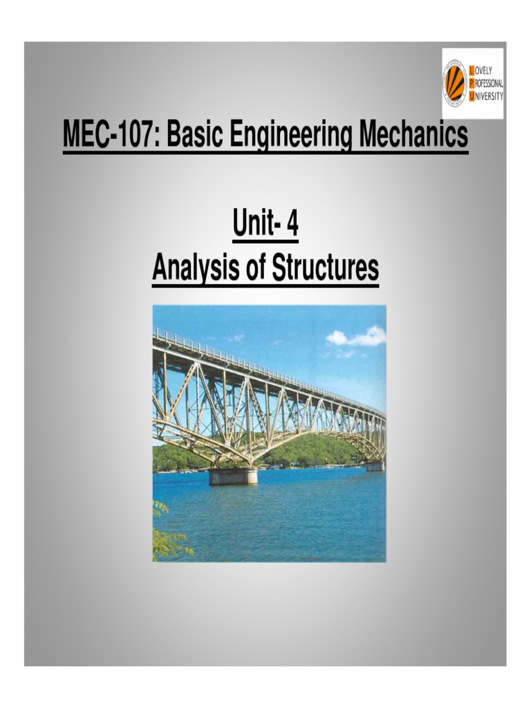 MEC-107: Basic Engineering Mechanics Unit-4 Analysis of Structures ...