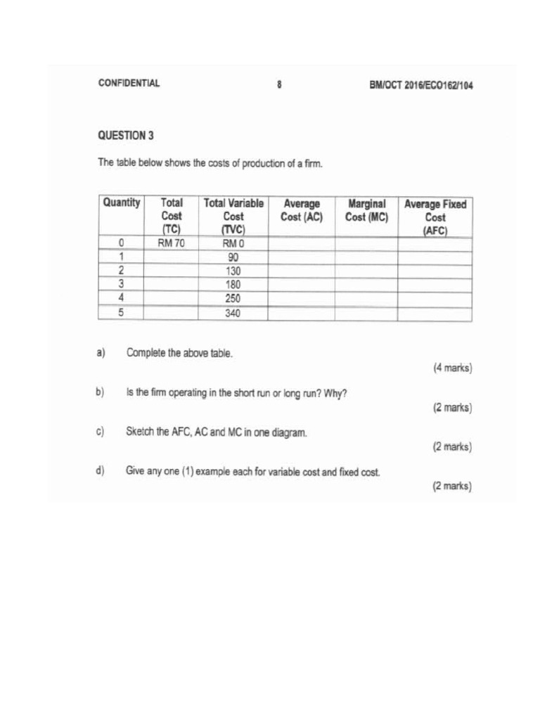 Latihan Cost and Production | PDF