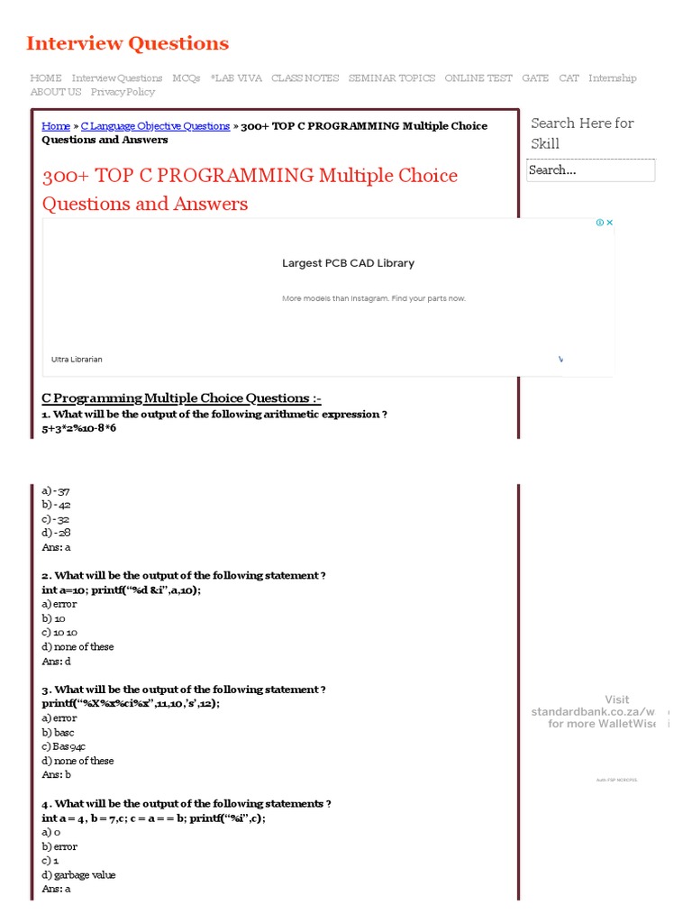 C Programming MCQ | Download Free PDF | C (Programming Language) | Software Development