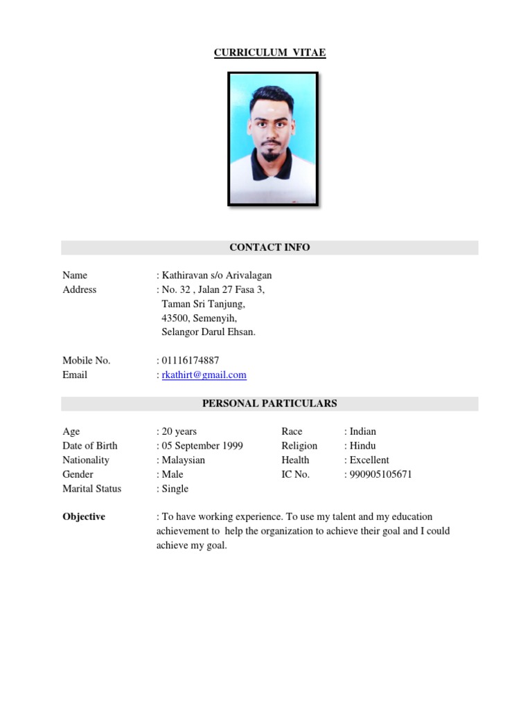 Kathiravan's CV: Electronics Graduate | PDF | Databases | Computing