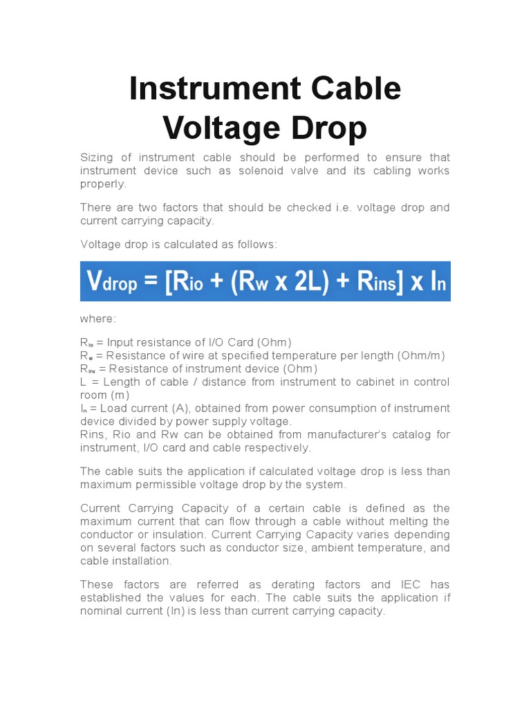 Instrument Cable Sizing and Voltage Drop | PDF | Technology & Engineering