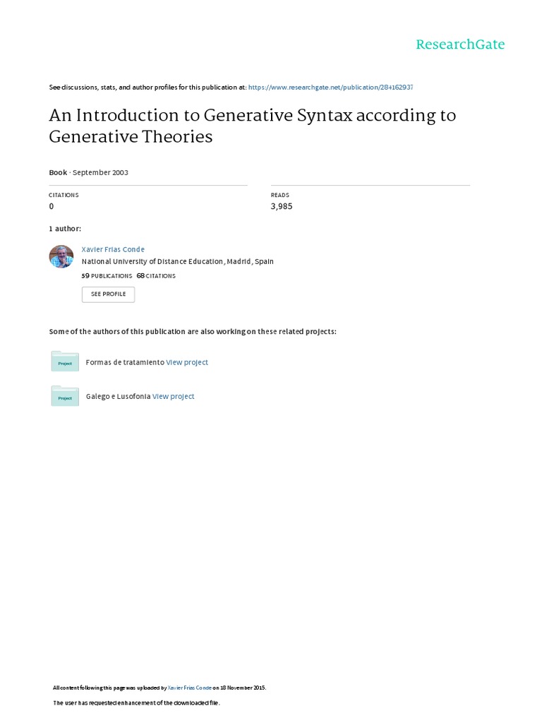 An Introduction To Generative Syntax According To Generative Theories ...