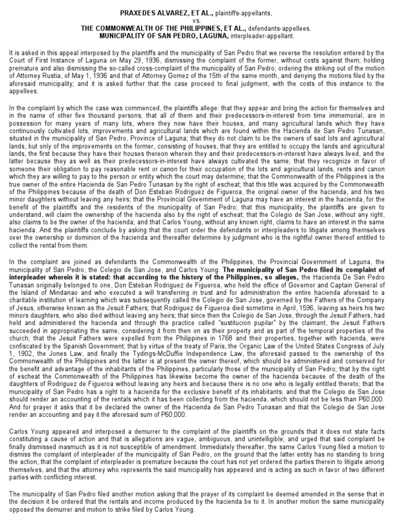 Interpleader Alvarez Vs Common Wealth of The Philippines | PDF ...