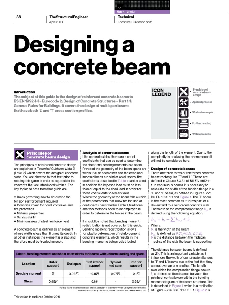 Designing A Concrete Beam: Icon Legend | PDF | Beam (Structure) | Bending