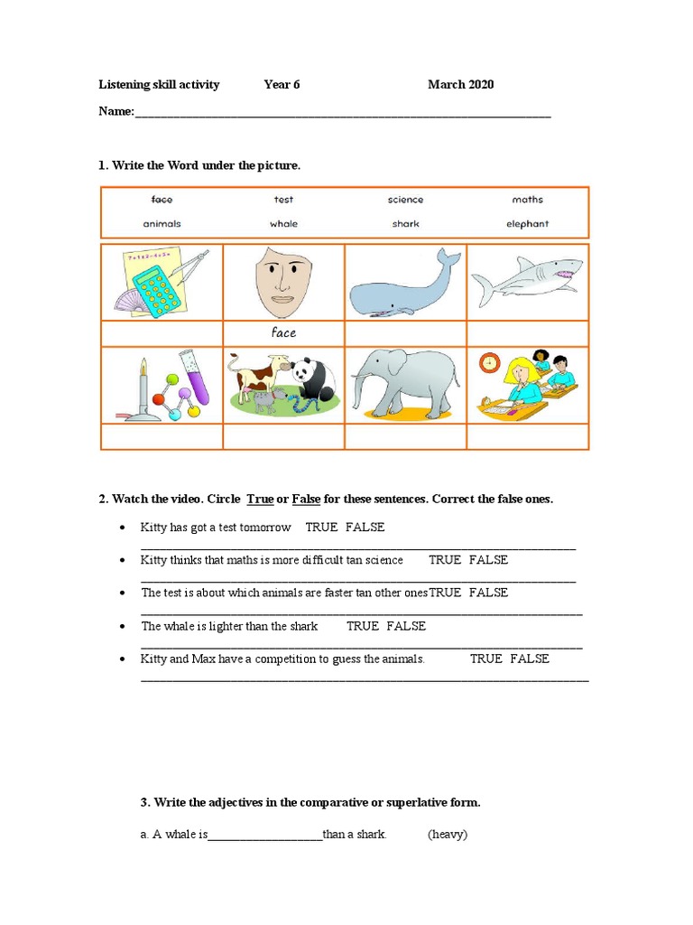 Listening Skill Activity COMPARATIVES | PDF