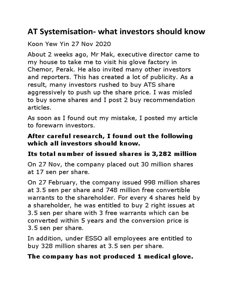 AT Systemisation - What Investors Should Know | PDF