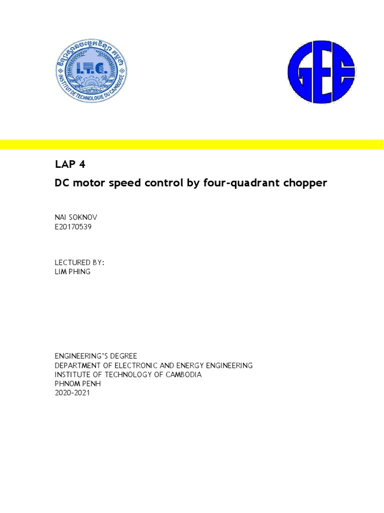DC Motor Speed Control by Four Quadrant Chopper | PDF | Amplifier ...