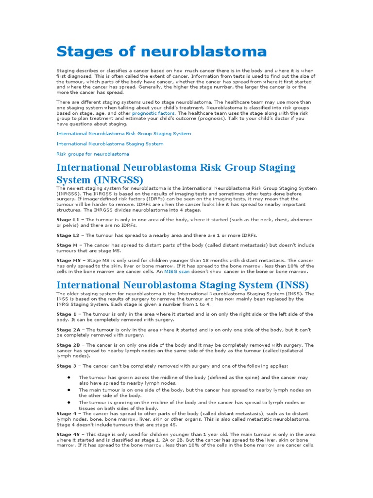 Stages of Neuroblastoma: International Neuroblastoma Risk Group Staging ...