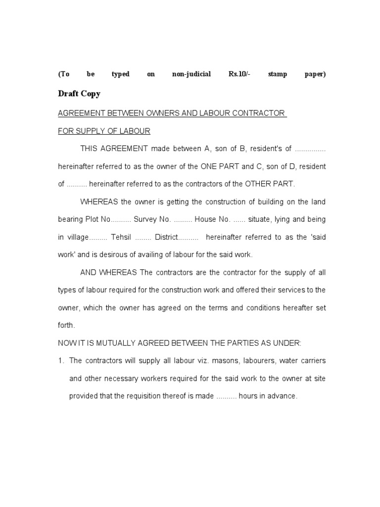 Labour Contract Agreement | PDF