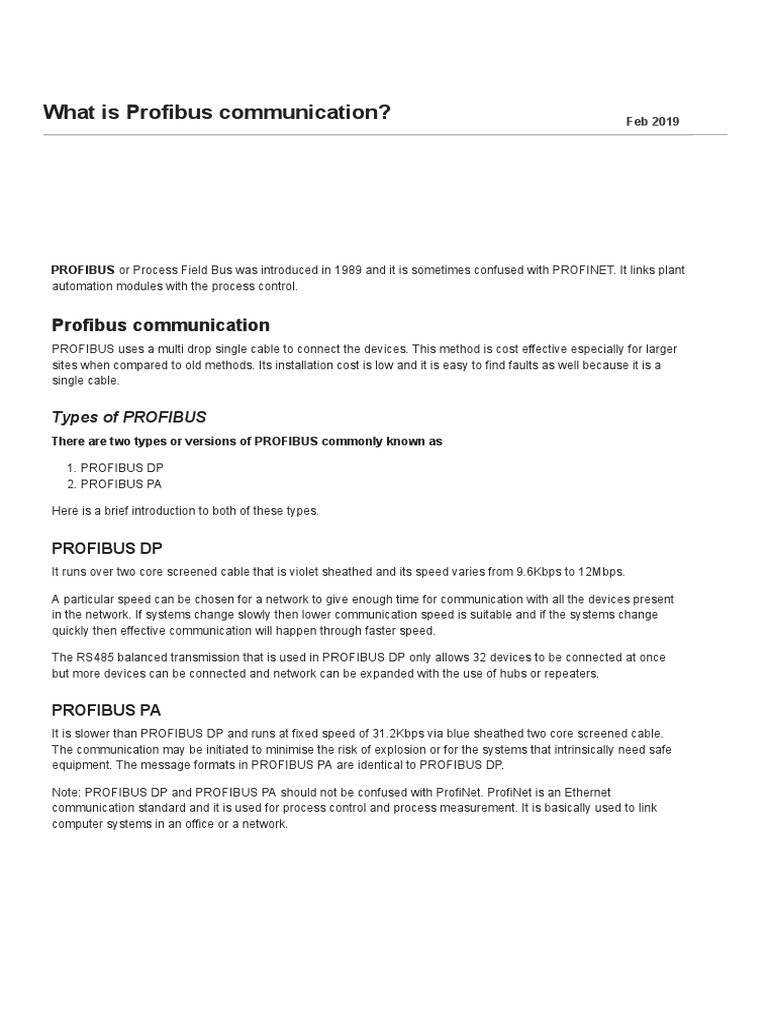 What Is Profibus Communication | PDF