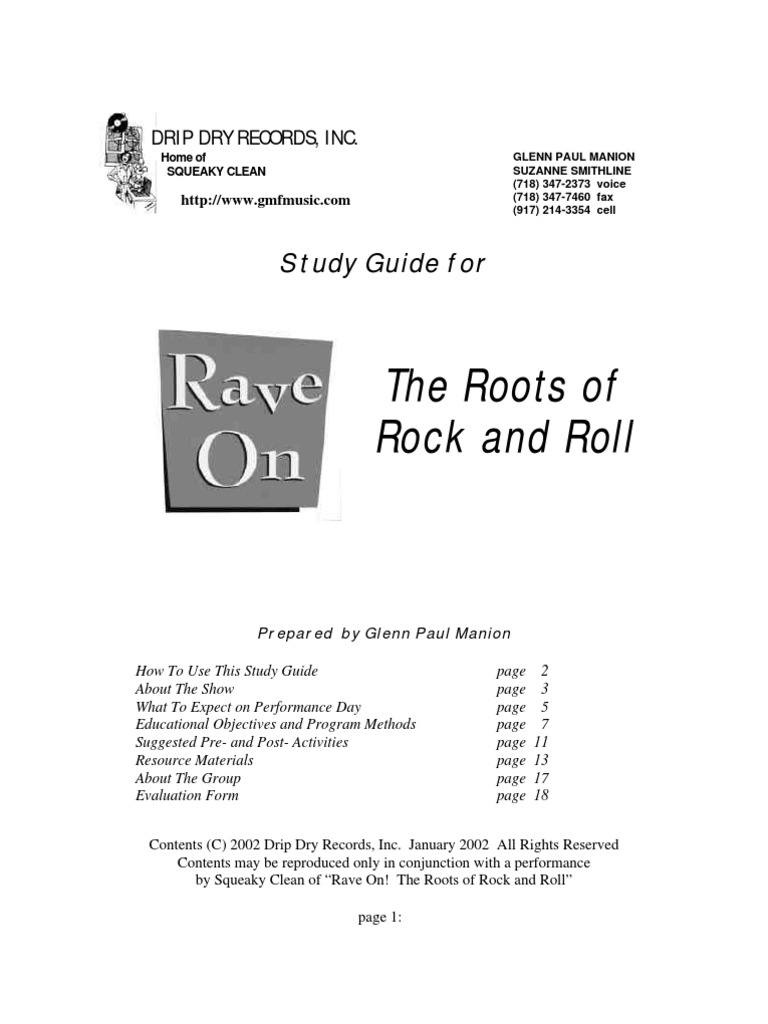 The Roots of Rock and Roll: Study Guide For | PDF | Rock And Roll ...