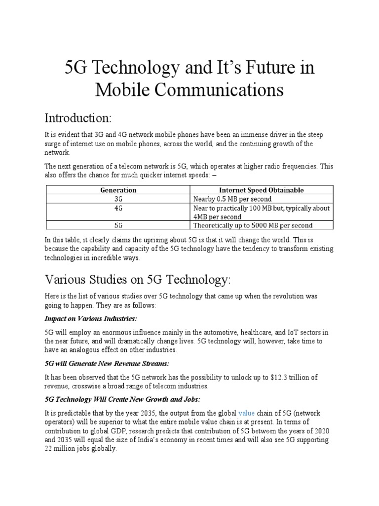 5G Technology and It | PDF | Internet Access | Telecommunications