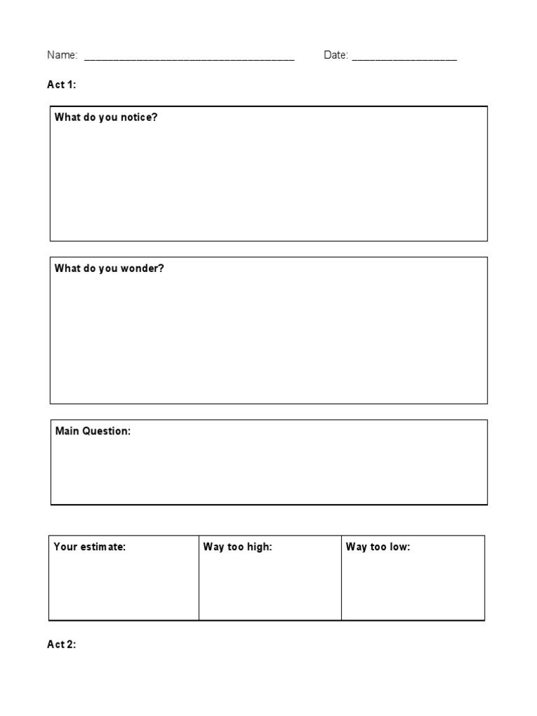 3-Act Recording Sheet Sample | PDF