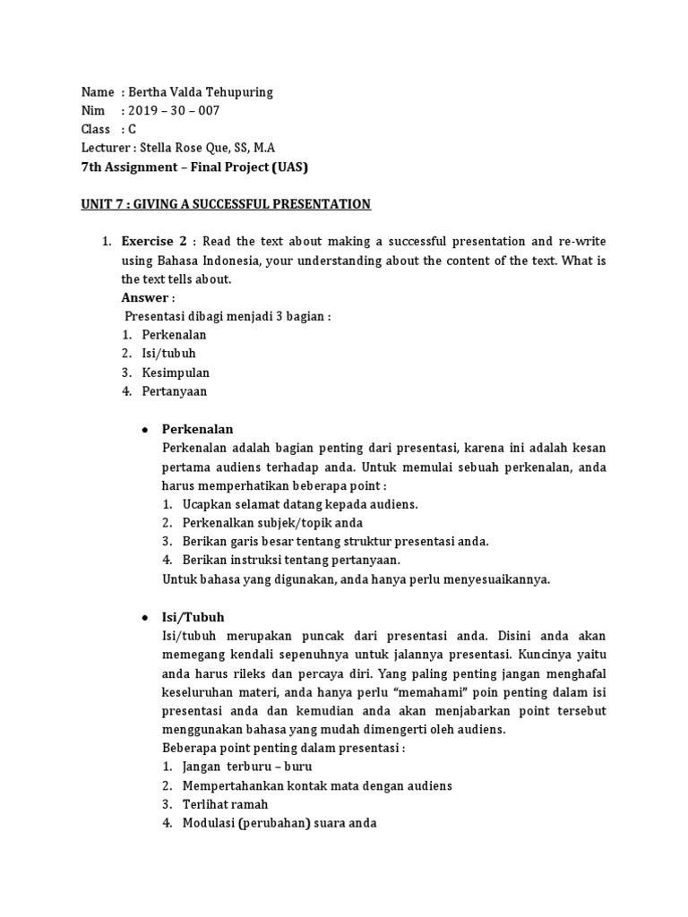 English Assignment VII - UAS | PDF English Assignment VII - UAS | PDF