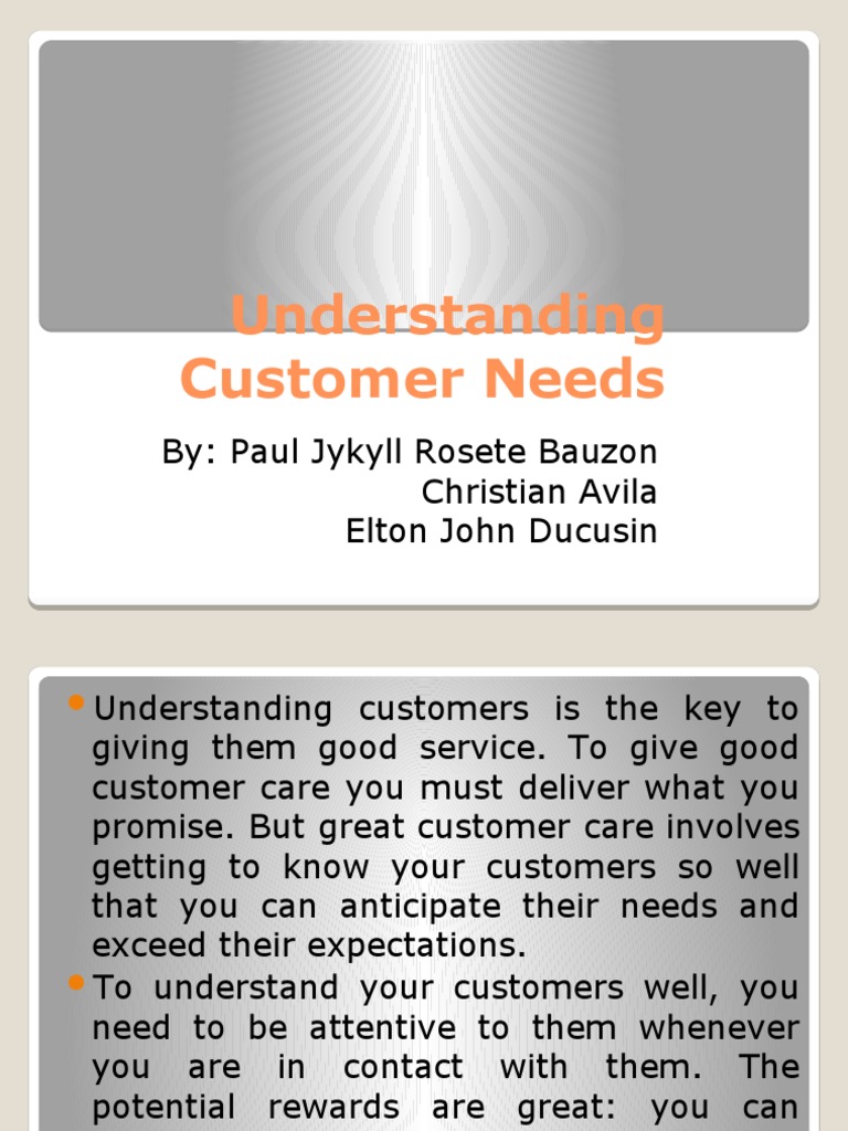 Understanding Customer Needs | PDF | Customer Relationship Management ...