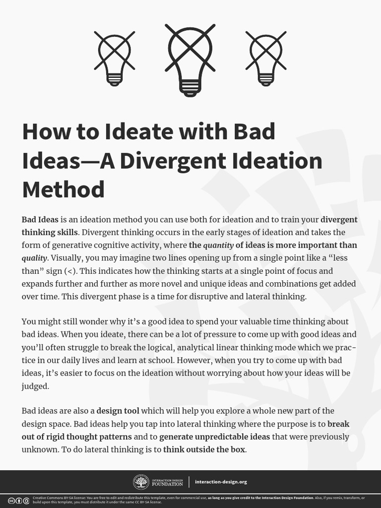 Bad Ideas Method For Ideation | PDF | Neuropsychology | Cognition