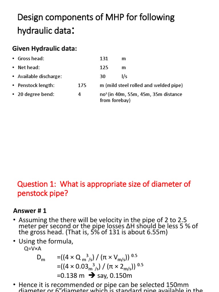 Design Components of MHP For Following Hydraulic Data | PDF | Turbine ...