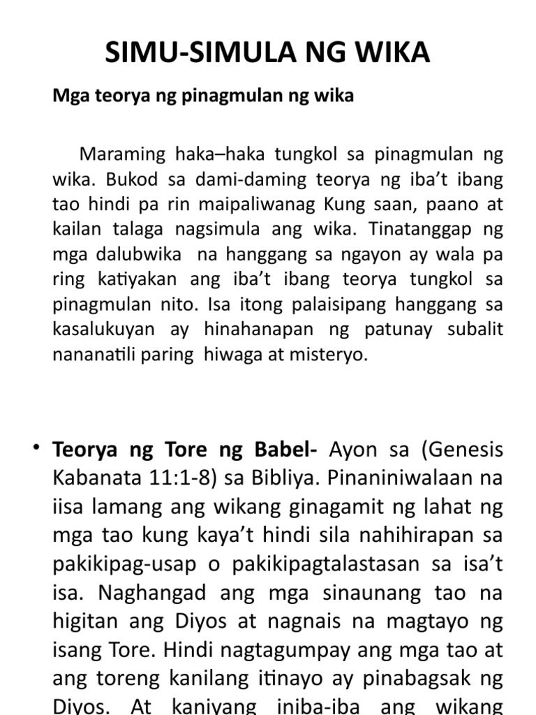 Simu-Simula NG Wika | PDF