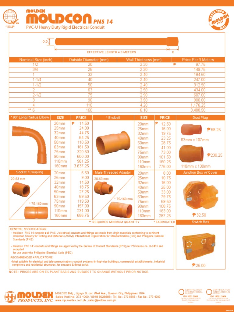 Moldex Moldcon PNS14 Price List 093016 | PDF | Manufactured Goods ...