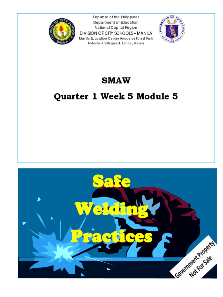 Safe Welding Practices: Smaw Quarter 1 Week 5 Module 5 | PDF | Welding ...