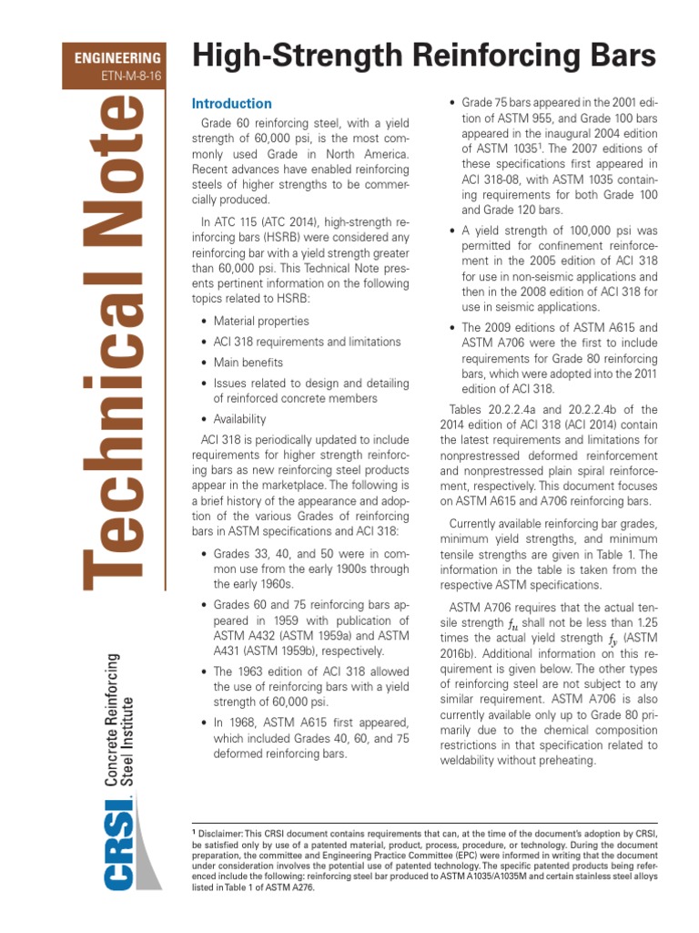 High-Strength Reinforcing Bars - ETN-M-8-16 PDF | PDF | Strength Of ...