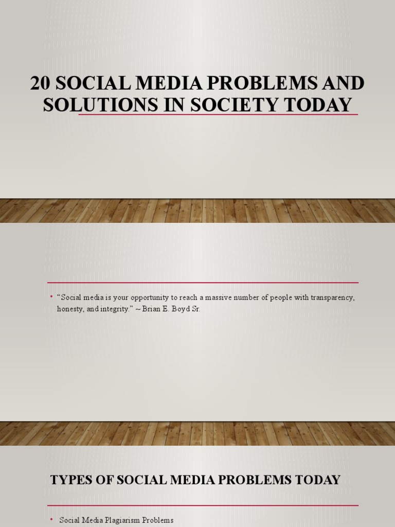 20 Social Media Problems and Solutions in Society - KEN TLE | PDF ...