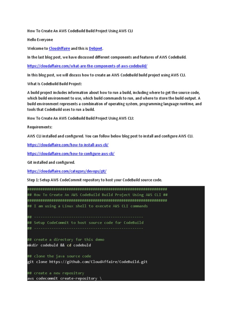 2 How To Create An Aws Codebuild Build Project Using Aws Cli Pdf Software Repository