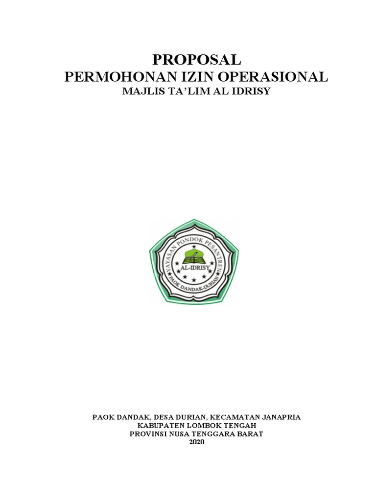 Contoh Proposal Perizinan Majelis Taklim | PDF