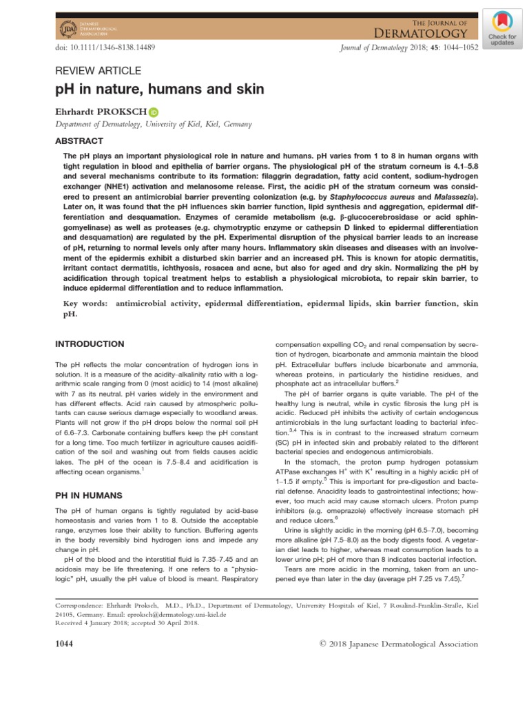 PH in Nature, Humans and Skin: Review Article | PDF | Buffer Solution ...
