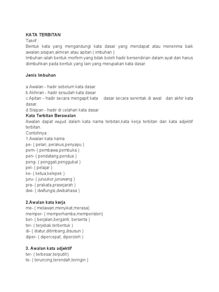Kata Terbitan | PDF
