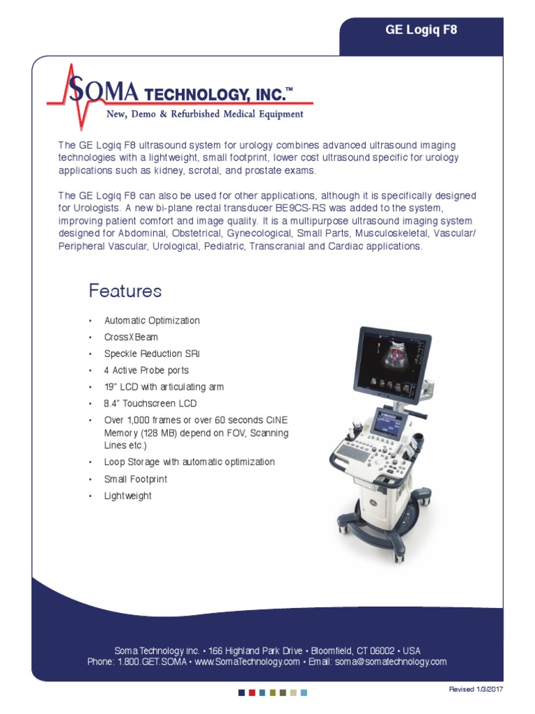 Features: GE Logiq F8 | PDF | Medical Ultrasound | Liquid Crystal Display