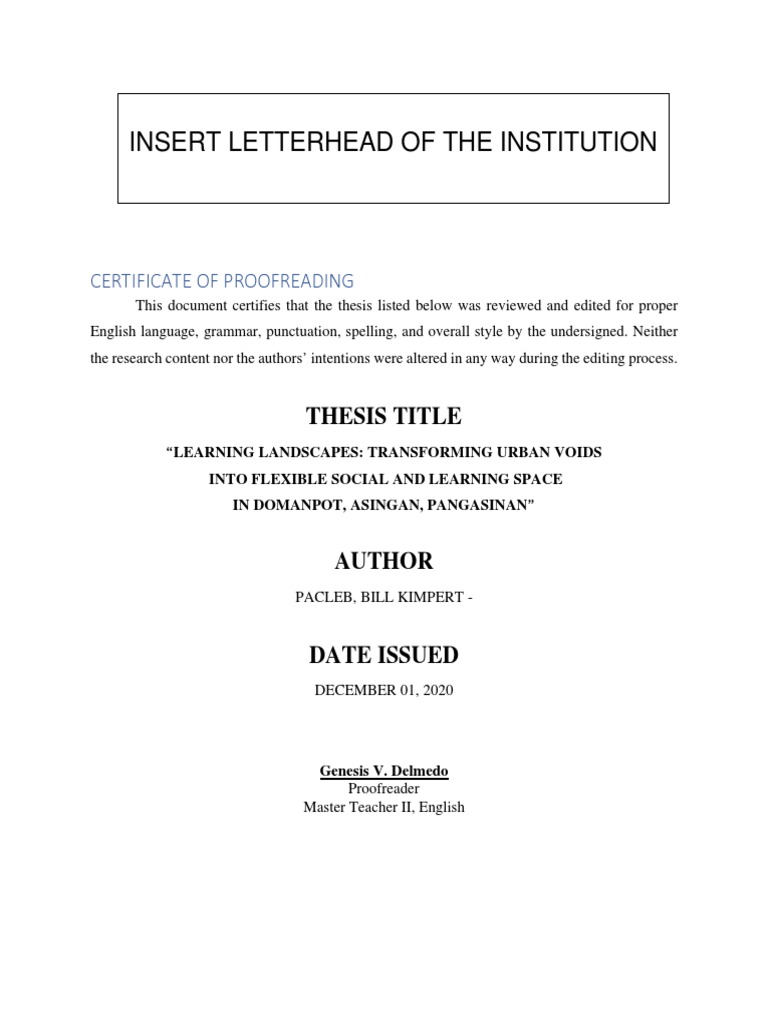 Certificate of Proofreading PDF | PDF