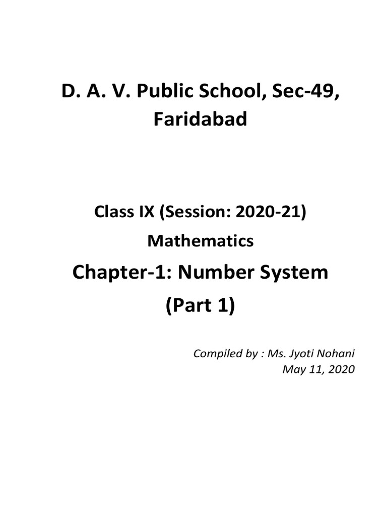 Class 9 Number Systems Part 1 | PDF | Numbers | Rational Number