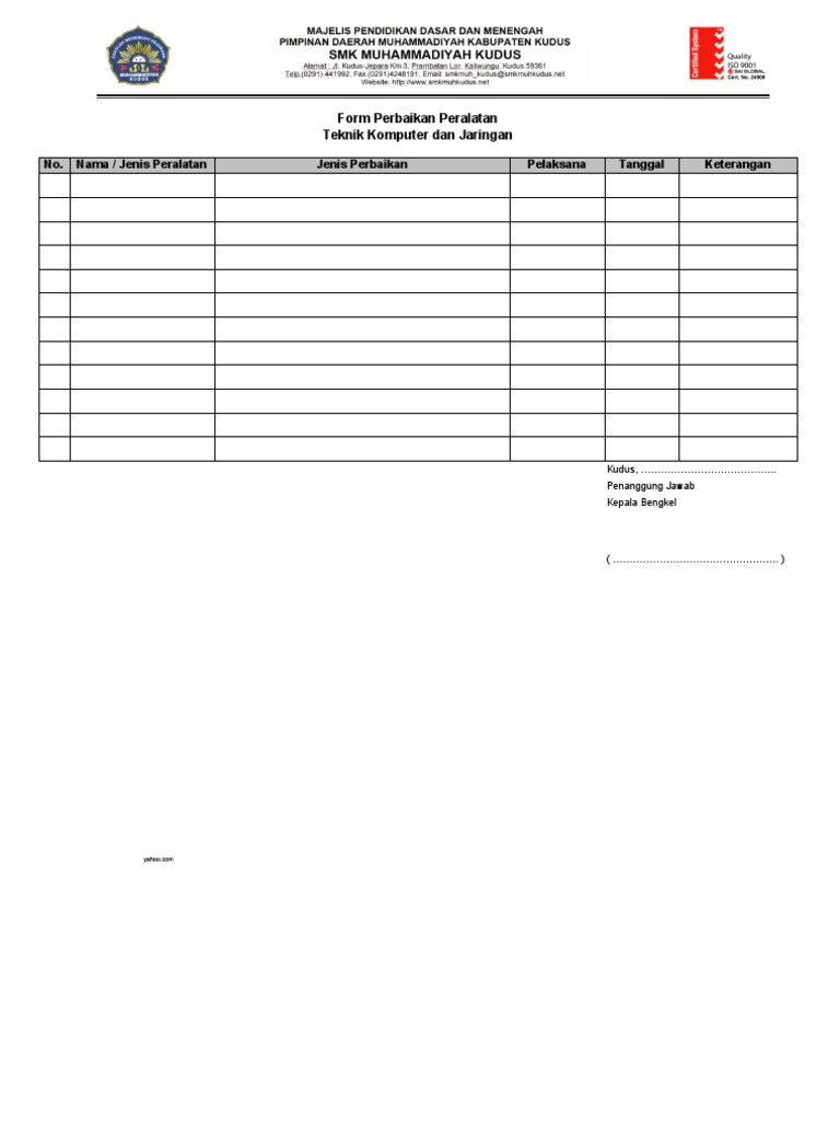 Form Perbaikan Alat | PDF | Komputer