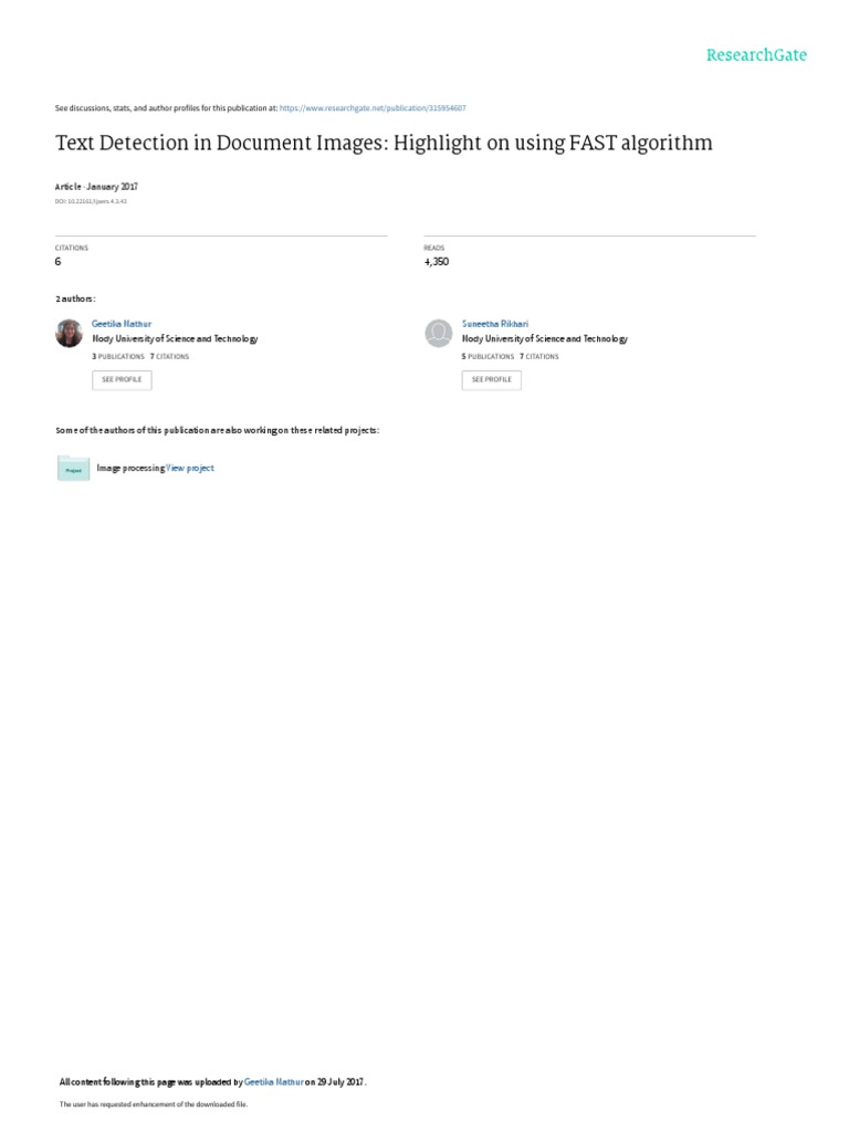 Text Detection In Document Images Highlight On Using Fast Algorithm Pdf Optical Character 