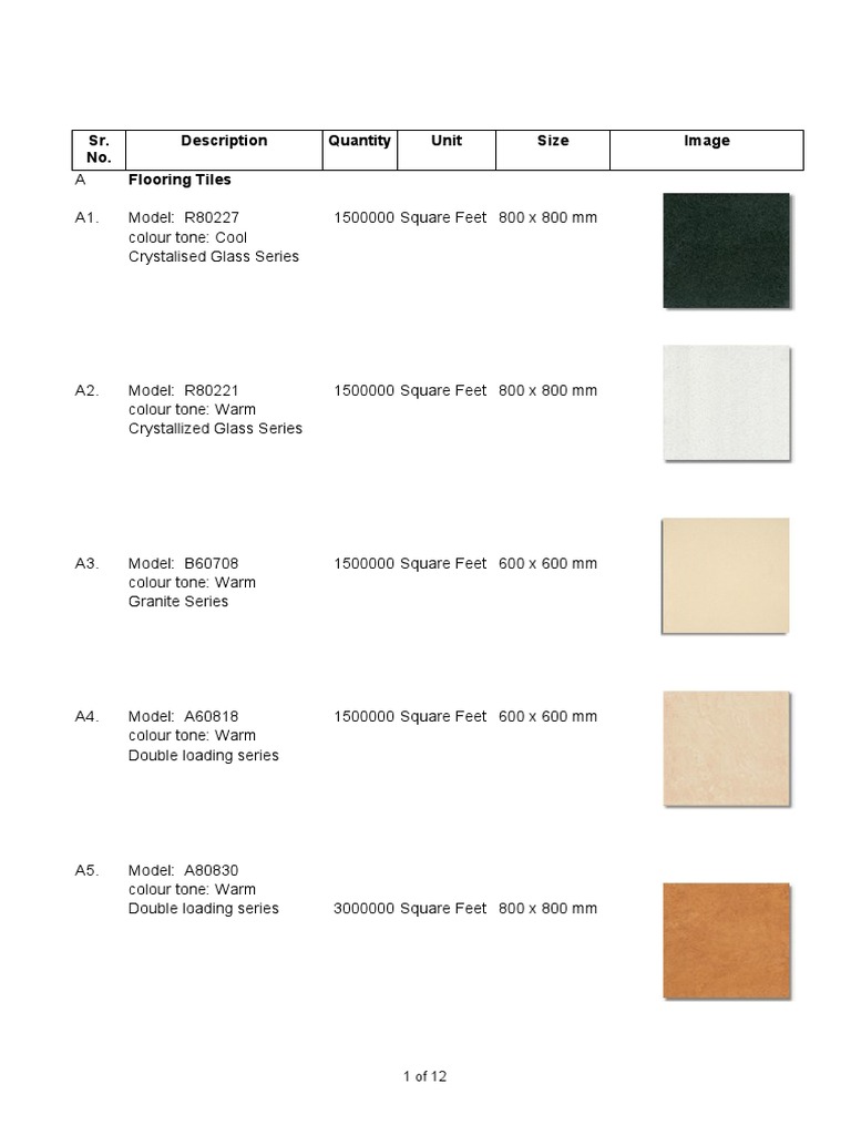 Floor & Wall Tiles COMPARISON | PDF | Architectural Design | Architecture