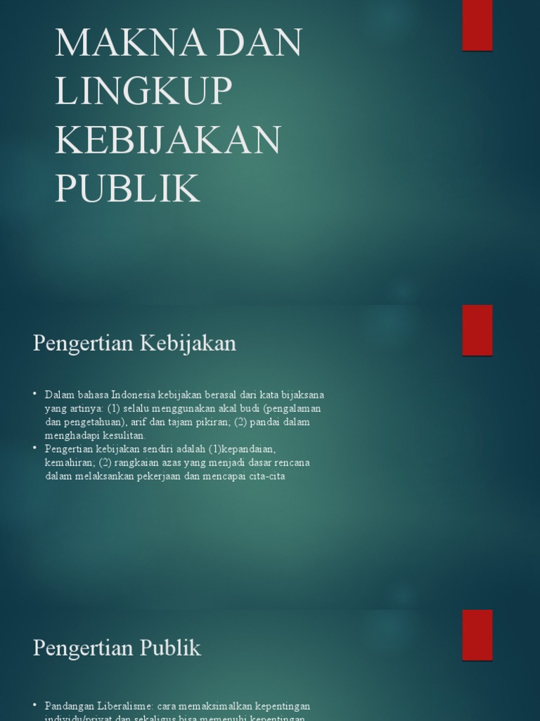 Makna Dan Lingkup Kebijakan Publik | PDF | Karier & Perkembangan | Sains & Matematika