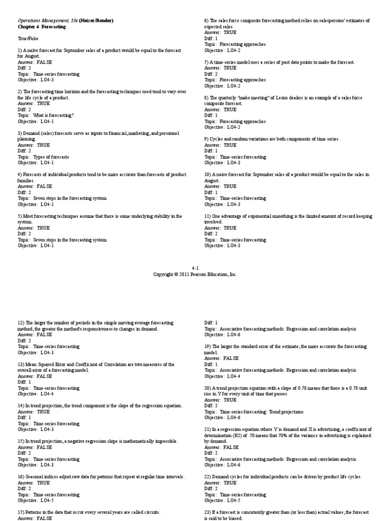 Operations Management, 10e: (Heizer/Render) Chapter 4 Forecasting | PDF | Forecasting ...