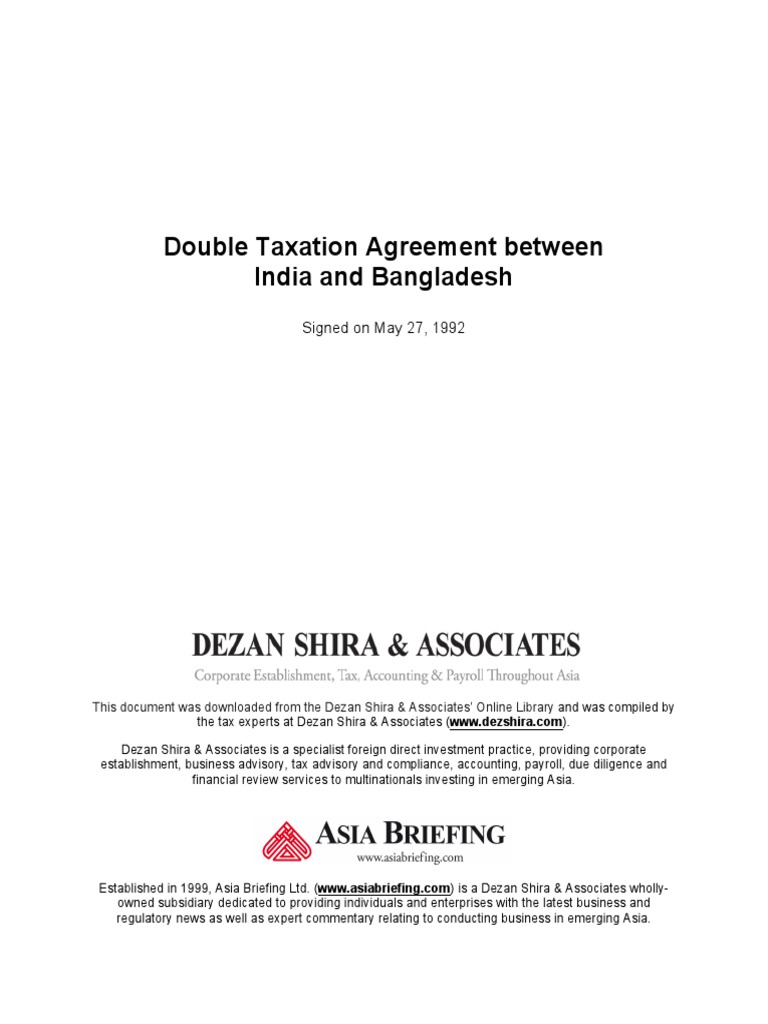 India-Bangladesh DTAA Overview | PDF | Permanent Establishment | Dividend